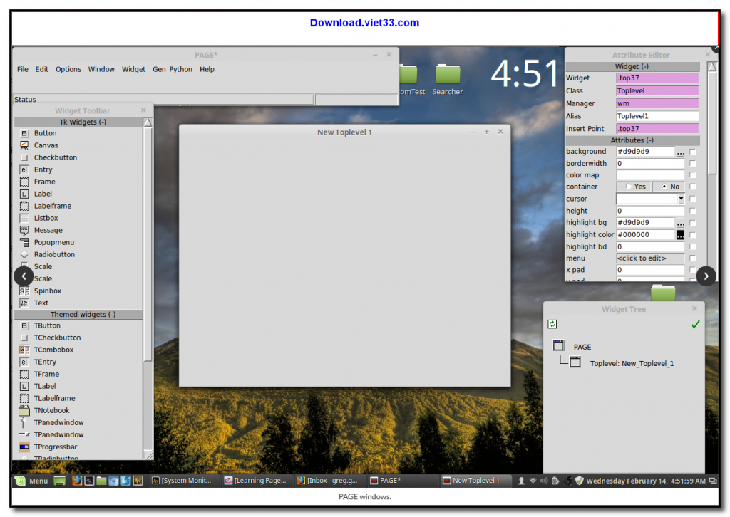 Download PAGE - Công cụ phát triển GUI dành cho Python, sử dụng thư viện Tkinter