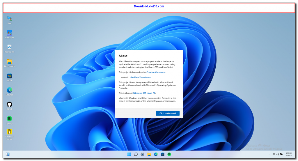 Download Win11 in React– Trải Nghiệm Windows 11 Ngay Trên Trình Duyệt